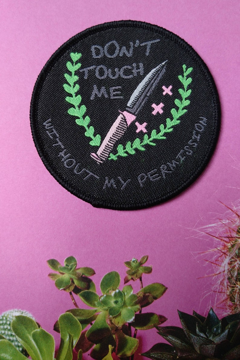 Don't Touch Me Black Embroidered Iron on Patch - Etsy
