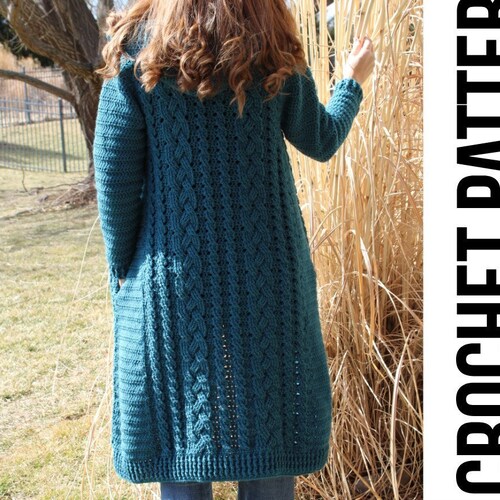 Cozy Cabled Cardigan Crochet Pattern PDF Instant Download | Etsy