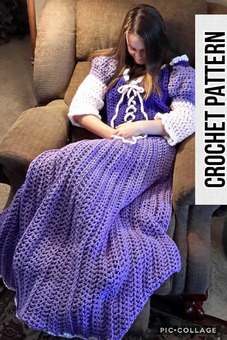Princess Dress Blanket purple crochet pattern Digital | Etsy