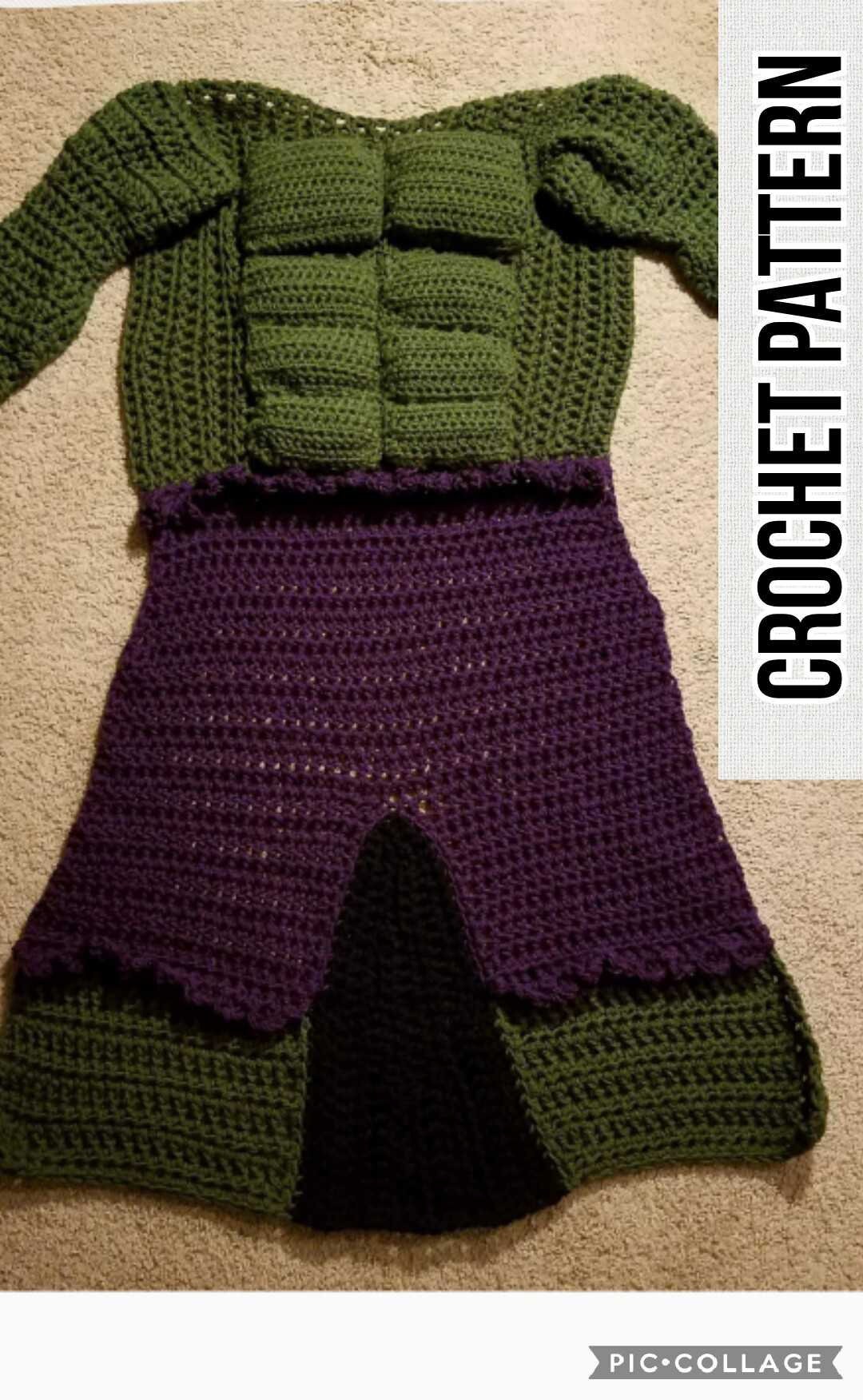 Big Green Muscle Man Super Hero Wearable Blanket Crochet Pattern ...