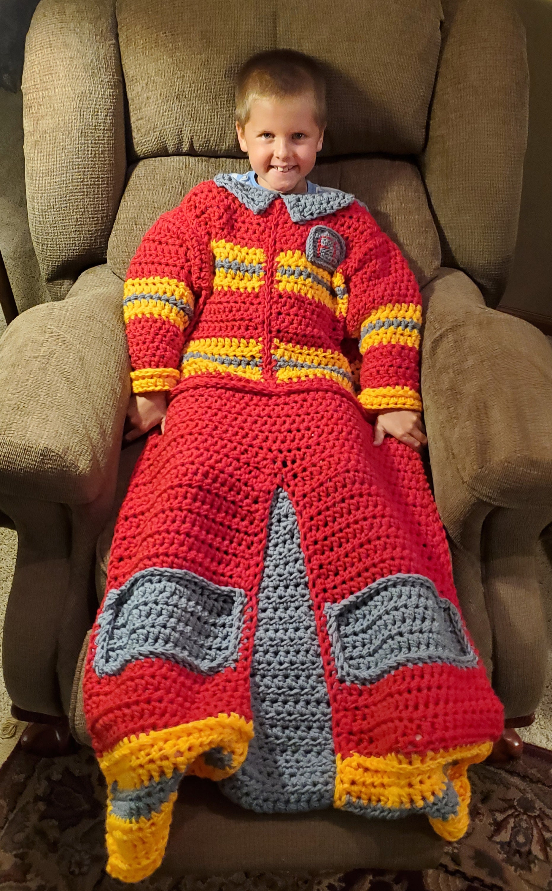 Fireman Hero Wearable Blanket Crochet Pattern PDF Instant - Etsy