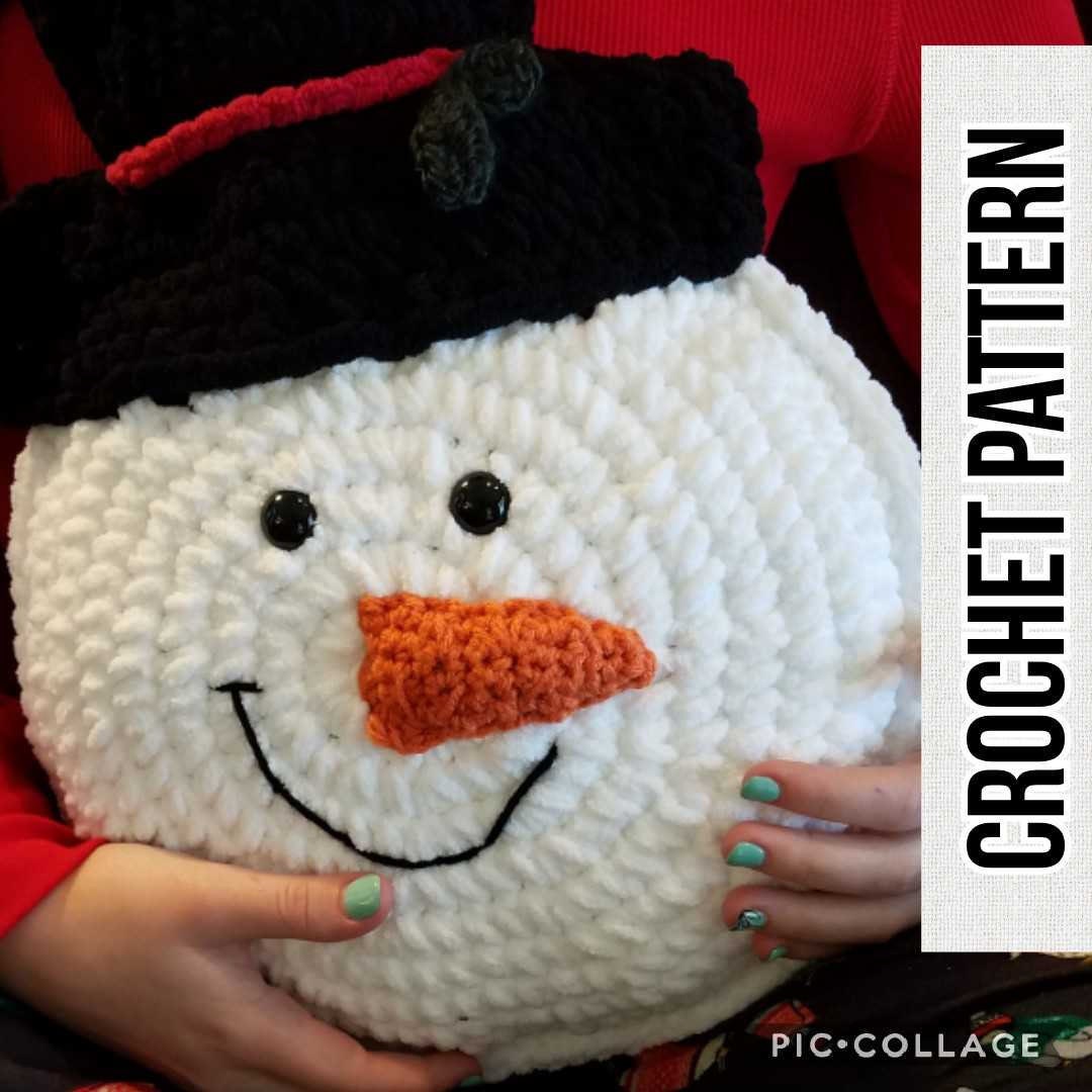 Snowman Pillow Crochet Pattern, PDF Instant Download Winter Decor - Etsy
