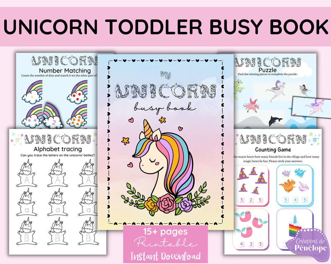 50+ Pages | Unicorn Busy Book Bundle | Unicorns Toddler Child Binder ...