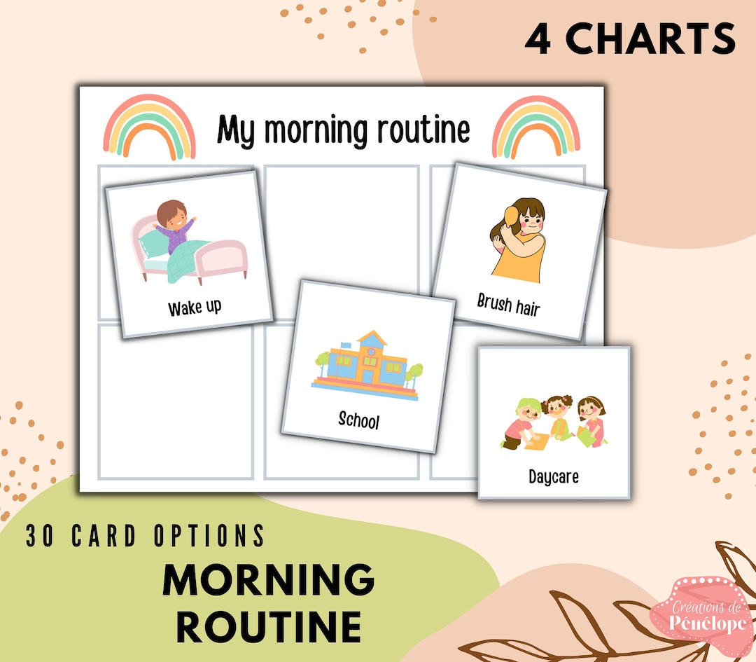 Toddler Preschool Morning Routine Chart Schedule | Rise and Shine ...