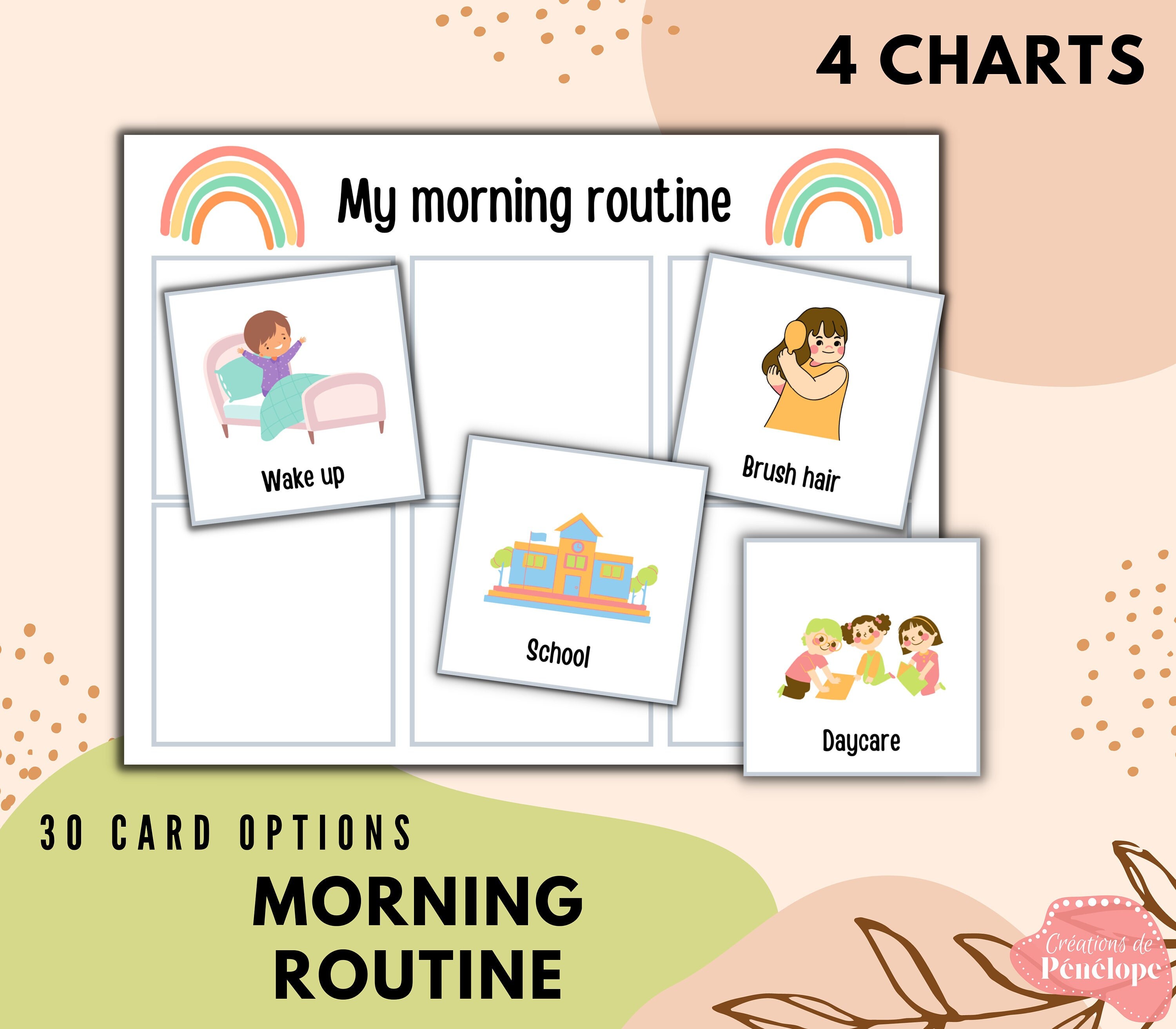 Toddler Preschool Morning Routine Chart Schedule | Rise and Shine ...