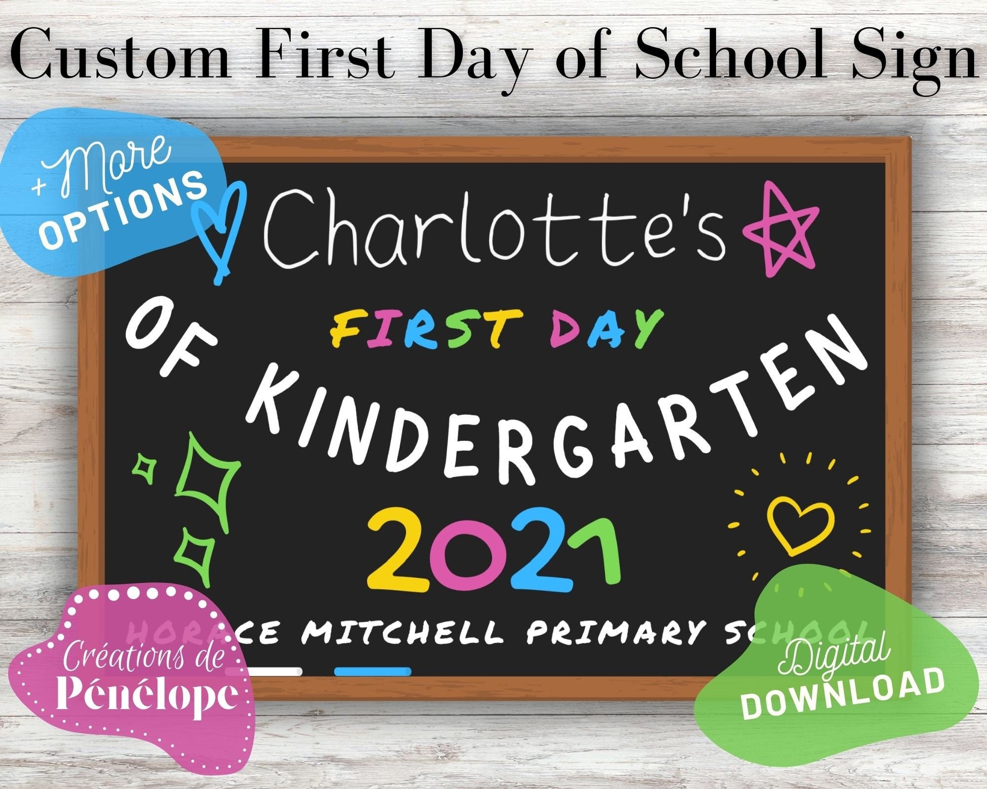 First Day of School Chalkboard Sign, Preschool, Kindergarten First ...