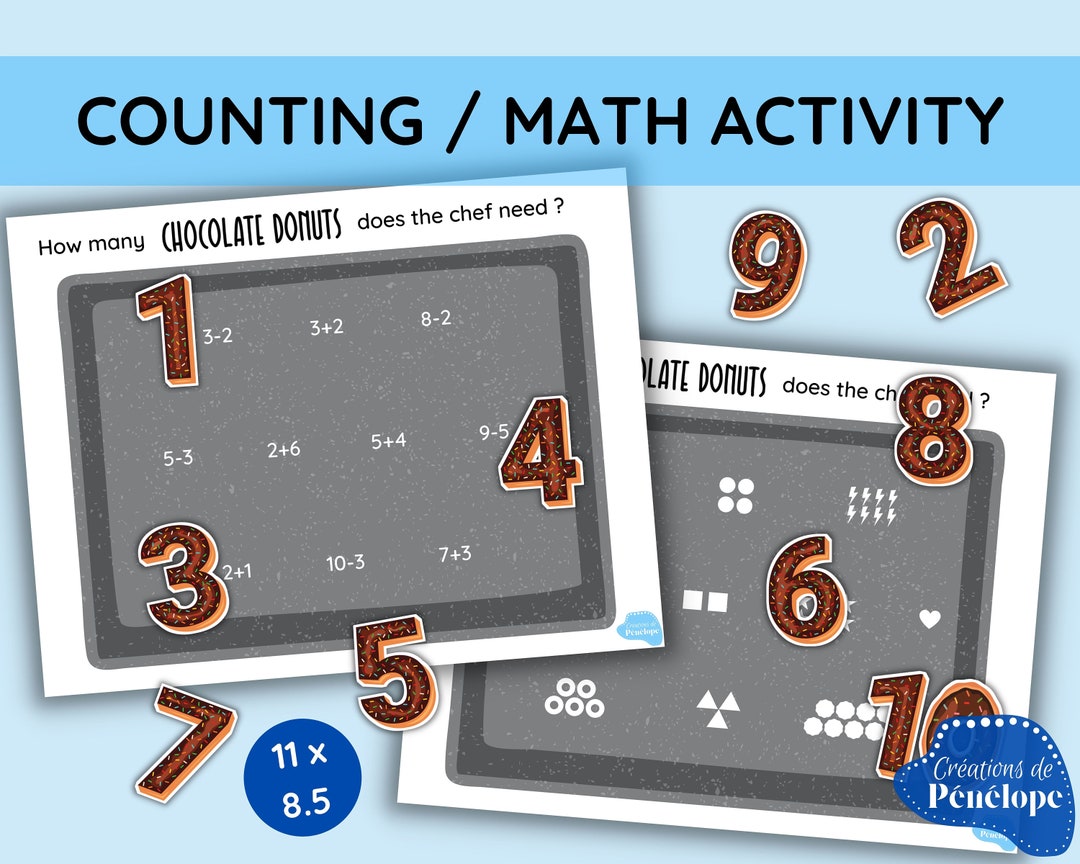 Donut Themed Counting Activity | Preschool Busy Book Donuts | Additions ...