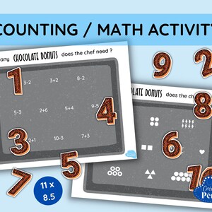Donut Themed Counting Activity | Preschool Busy Book Donuts | Additions ...