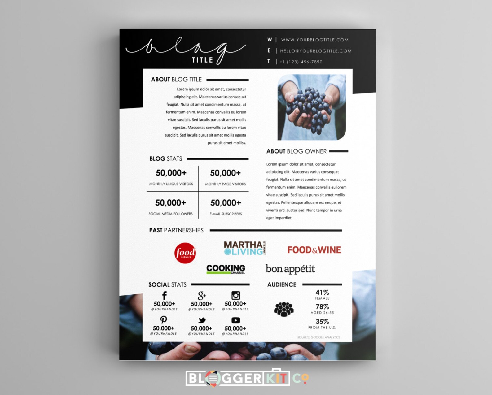 One-page Media Kit Template Press Kit Template Electronic - Etsy