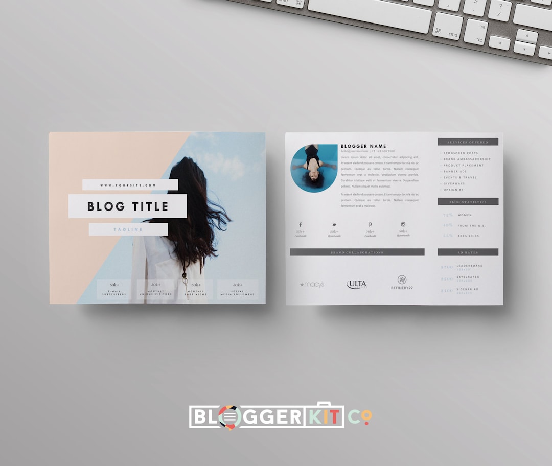 Two-page Media Kit Template-horizontal | Press Kit Template | Electronic Press Kit | Instant ...