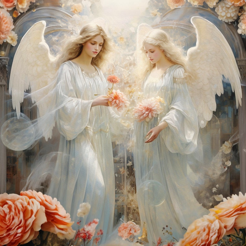 Heavenly Angels Portrait Digital Download Ethereal Wall Art - Etsy