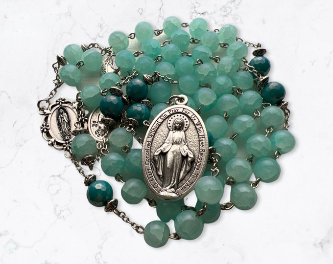 Glass Miraculous Seven Sorrows Rosary 7 Decades of 7 Beads Chaplet in ...
