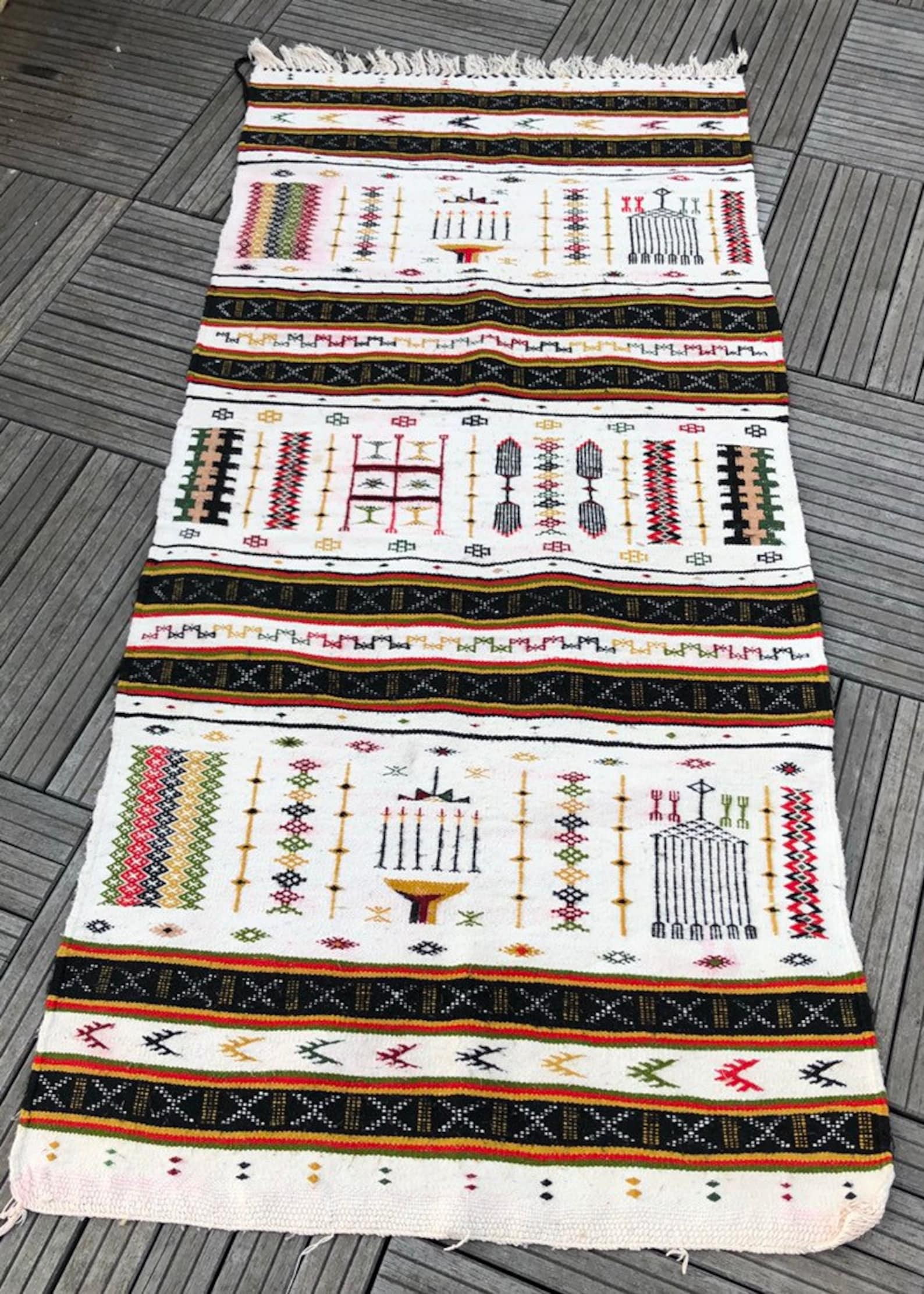 Vintage Algerian Rug Floor Runner Rug - Etsy