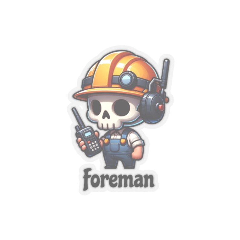 Foreman Skull Cartoon Design-hard Hat, Lunchbox, Water Bottle Kiss-cut ...
