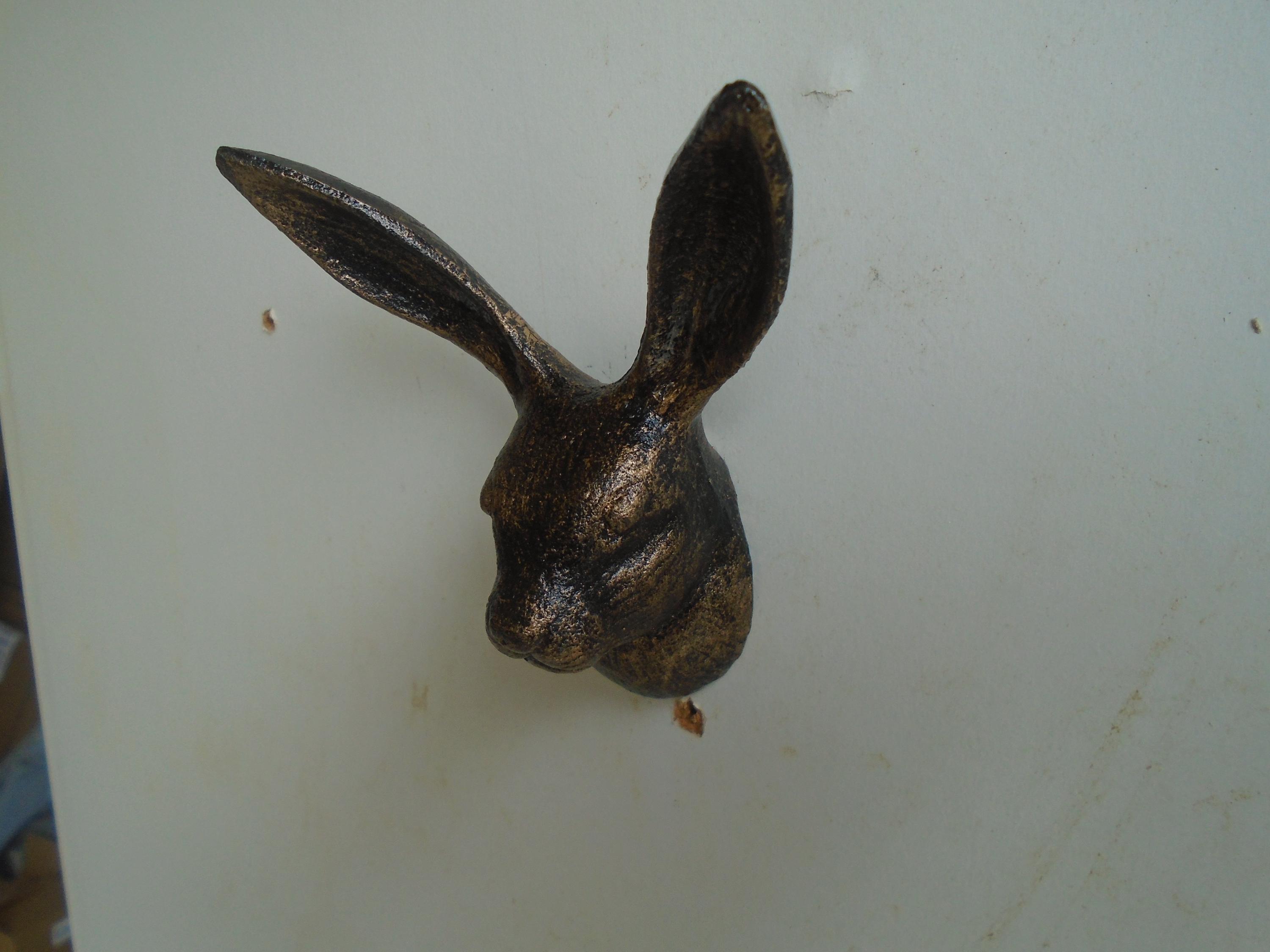 Wall Mount Rabbit, Bronze Color Rabbit, Rabbit Head, Wall Mounted, Gift ...
