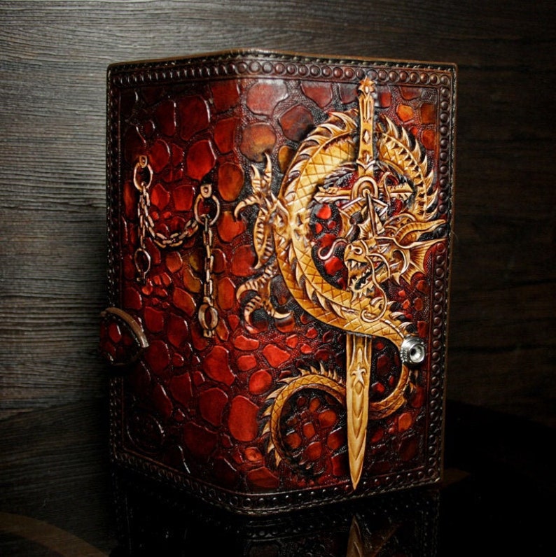 Hand-tooled Dragon Wallet Dragon Leather Wallet Tooled | Etsy