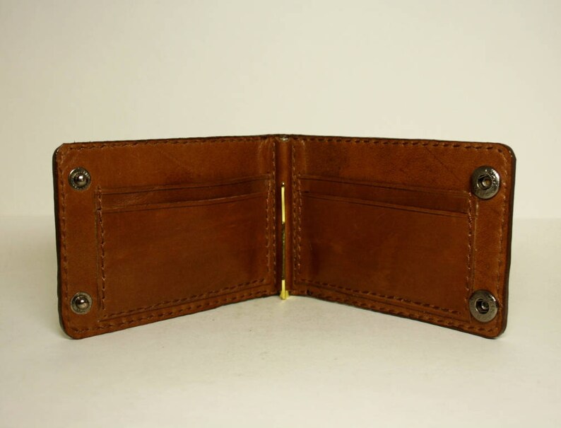 Hand Tooled Leather Money Clip Wallet | semashow.com