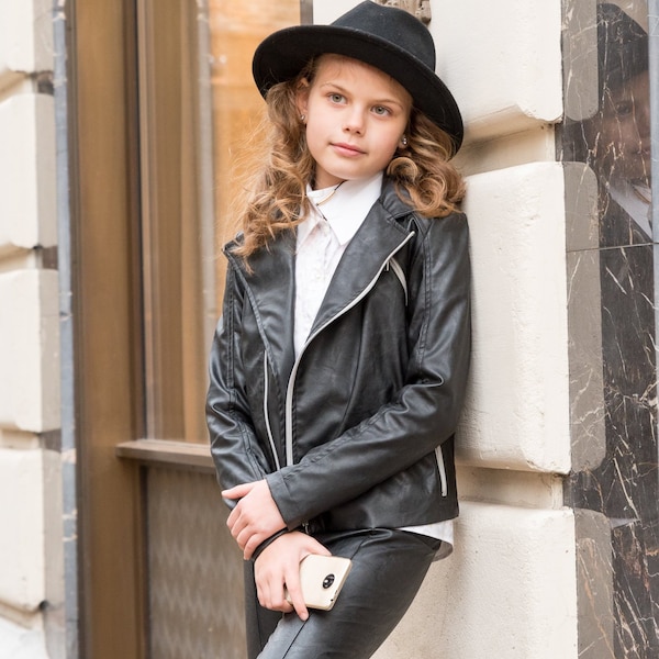 Girls Faux Leather Biker Jacket - Etsy