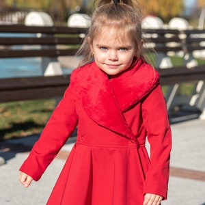 Red Fleece Girls Winter Coat: Long Softshell Toddler Jacket - Etsy