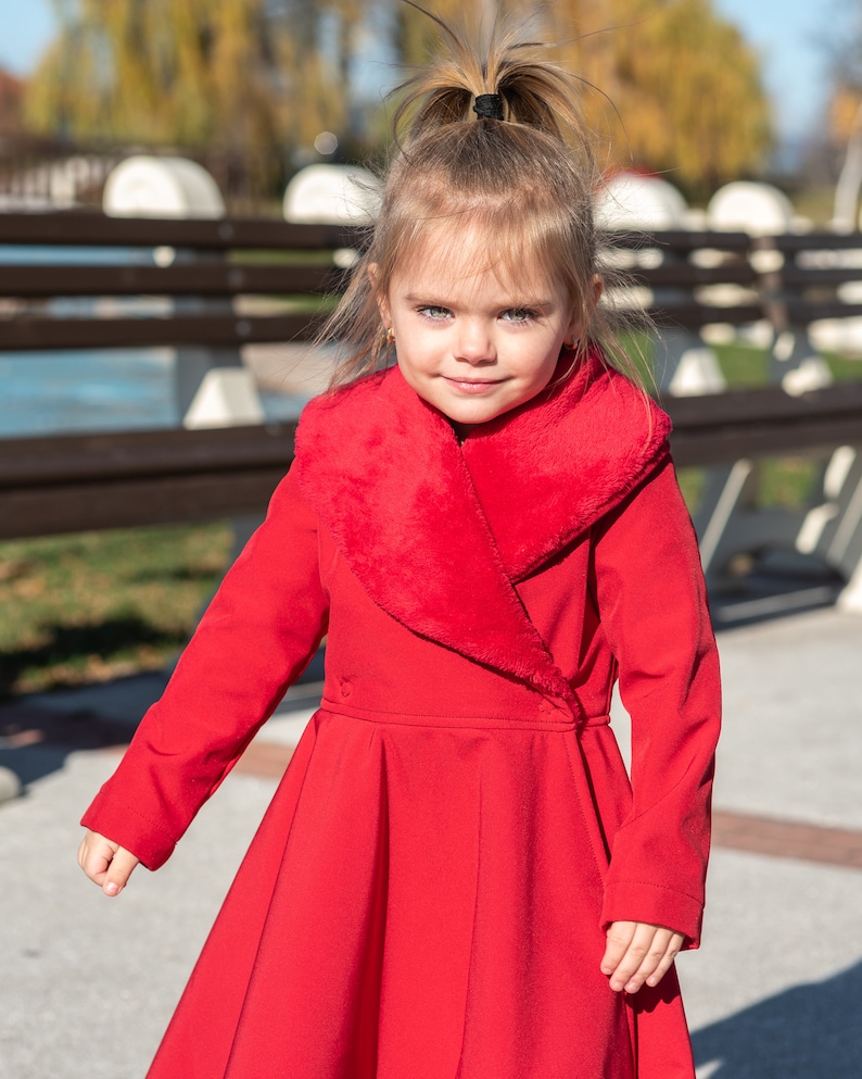 Girls Coat Red Long Winter Coat Girls Soft Shell Coat - Etsy