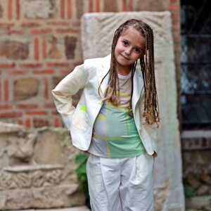 Girls White Linen Suit for Cute Summer Outfits/ Kids Wedding Linen ...