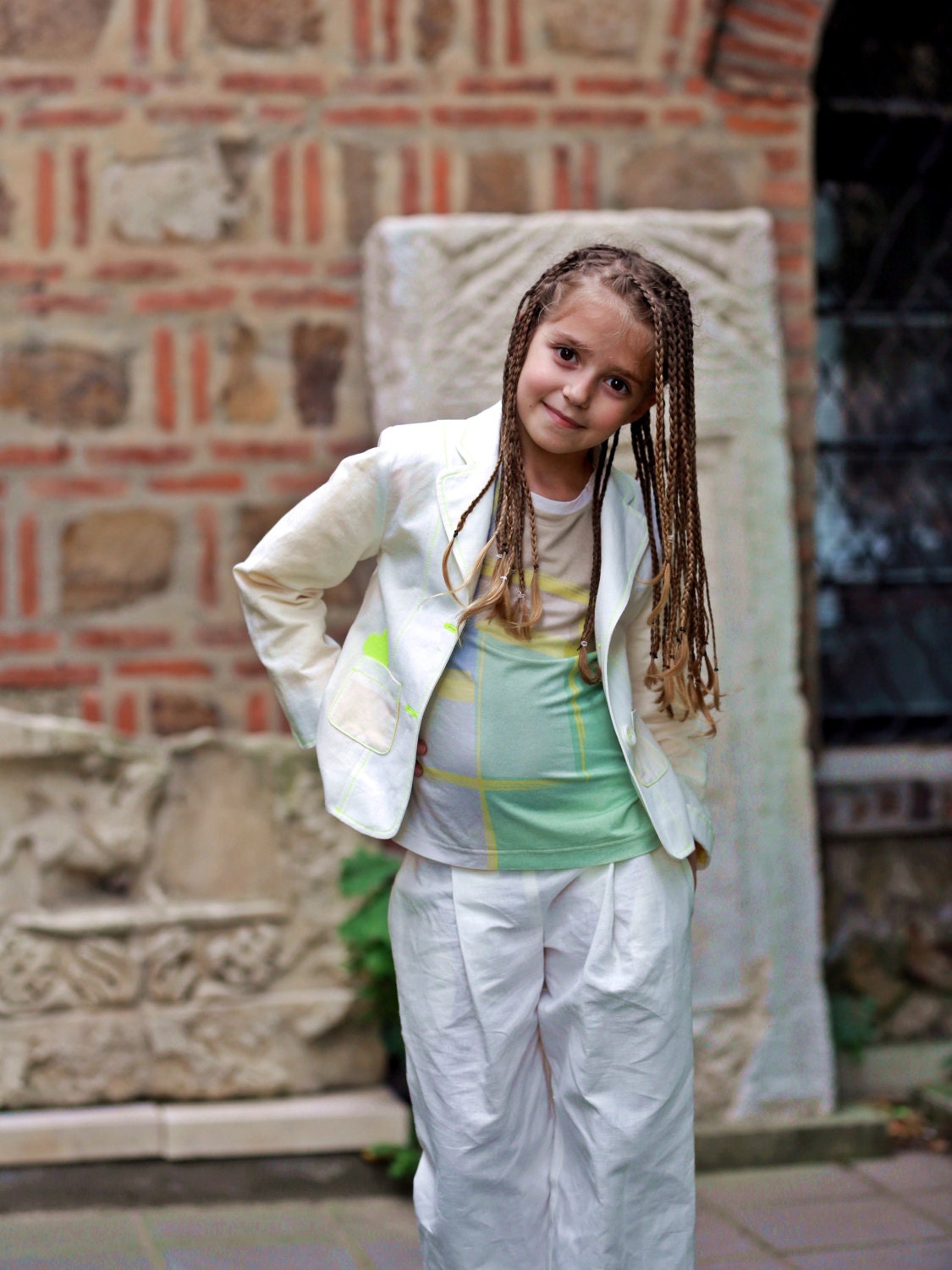 Girls White Linen Suit for Cute Summer Outfits/ Kids Wedding - Etsy