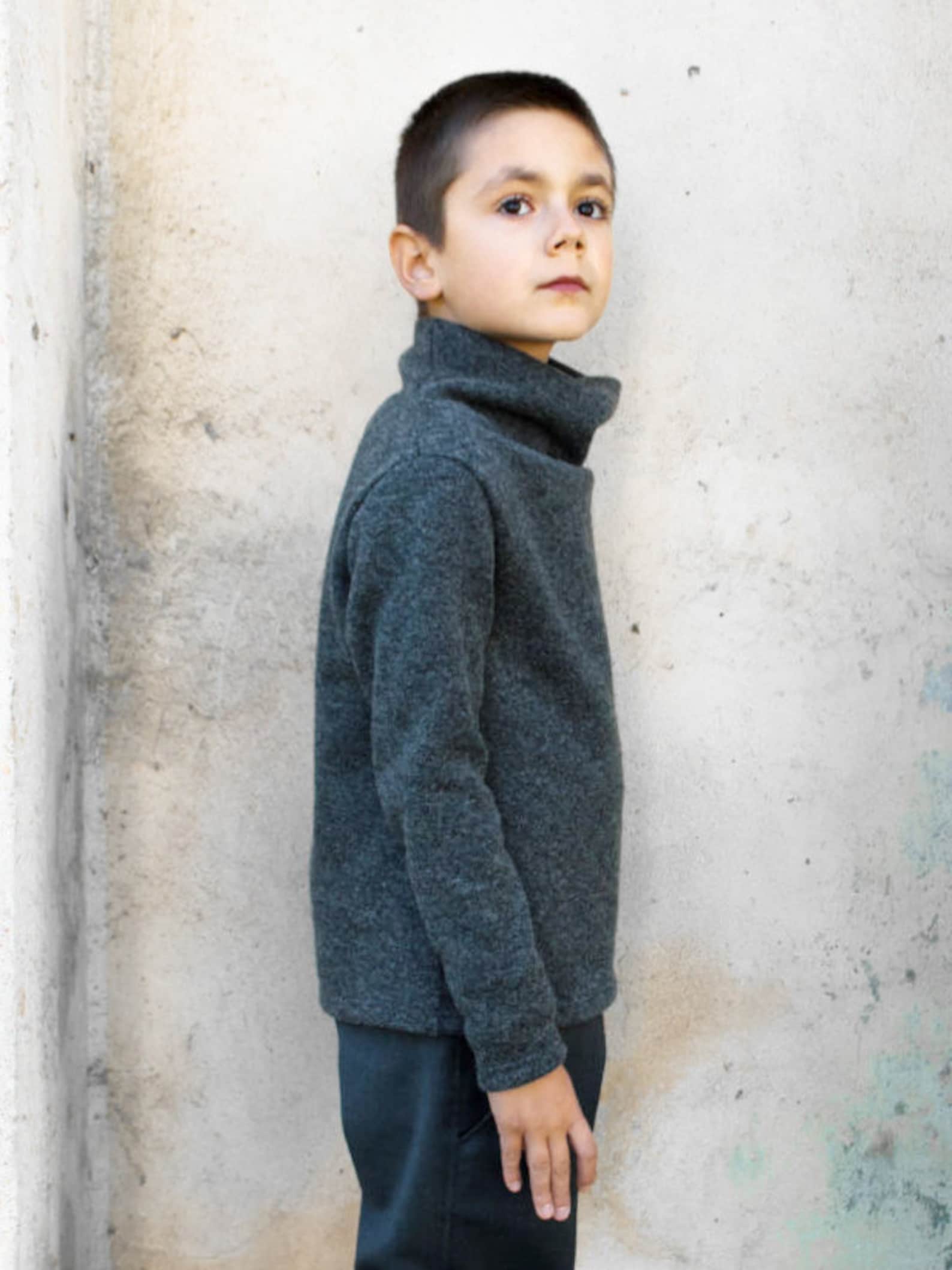Boys Wool Turtleneck Sweater/grey Pullover/winter Sweater/kids | Etsy