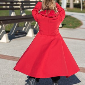 Girls Coat, Red Long Winter Coat, Girls Soft Shell Coat Jacket, Long ...