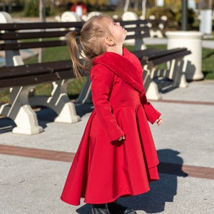Girls Coat, Red Long Winter Coat, Girls Soft Shell Coat Jacket, Long ...