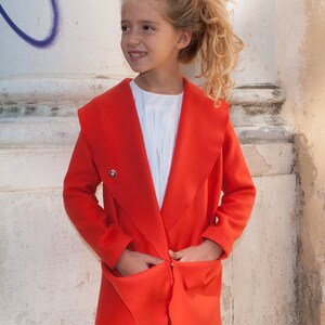 Girls Shawl Collar Wool Coat/toddler Girl Winter Coat/red Coat Outfit ...