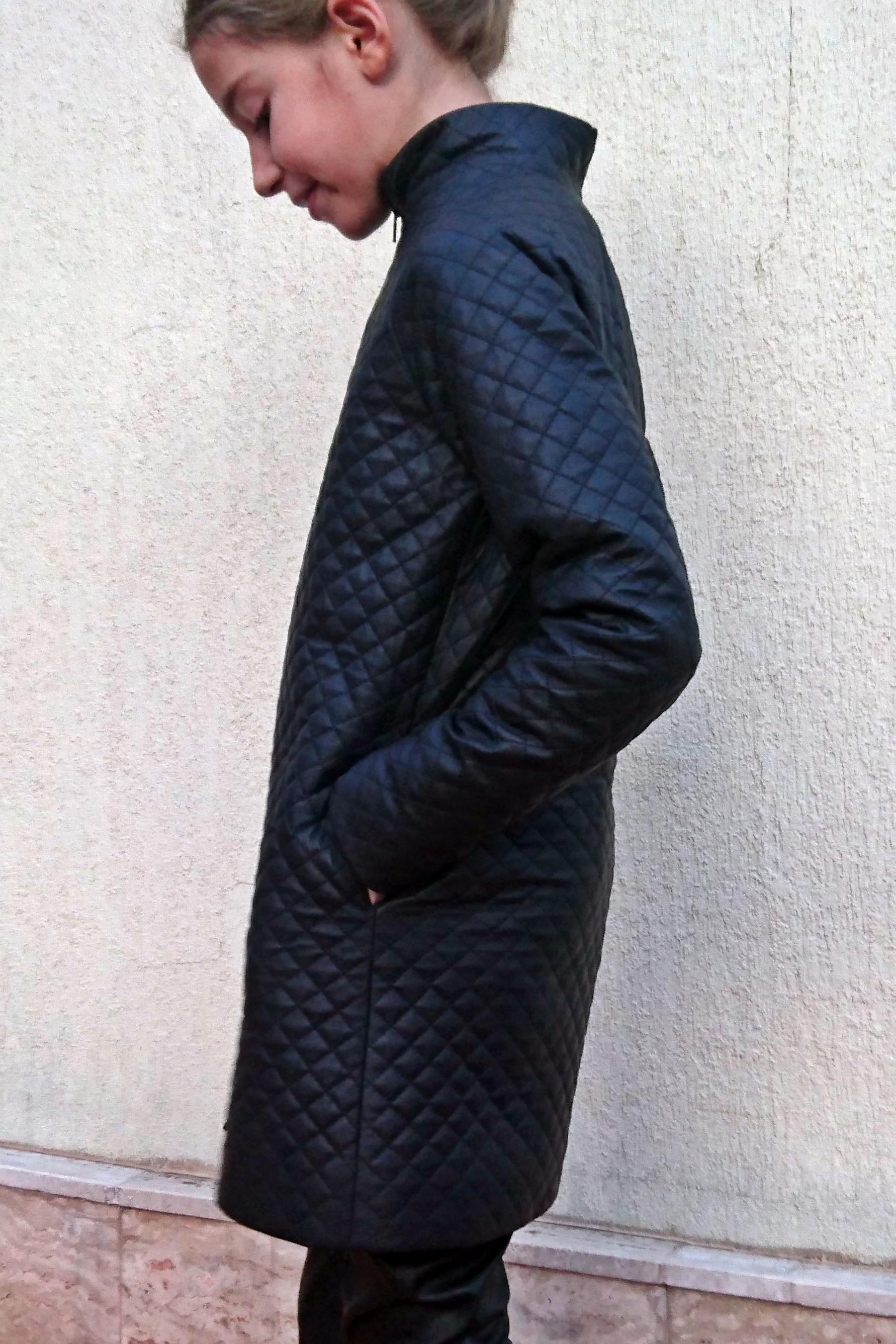 Black Faux Leather Quilted Coat for Girls Kids Jacket Long - Etsy