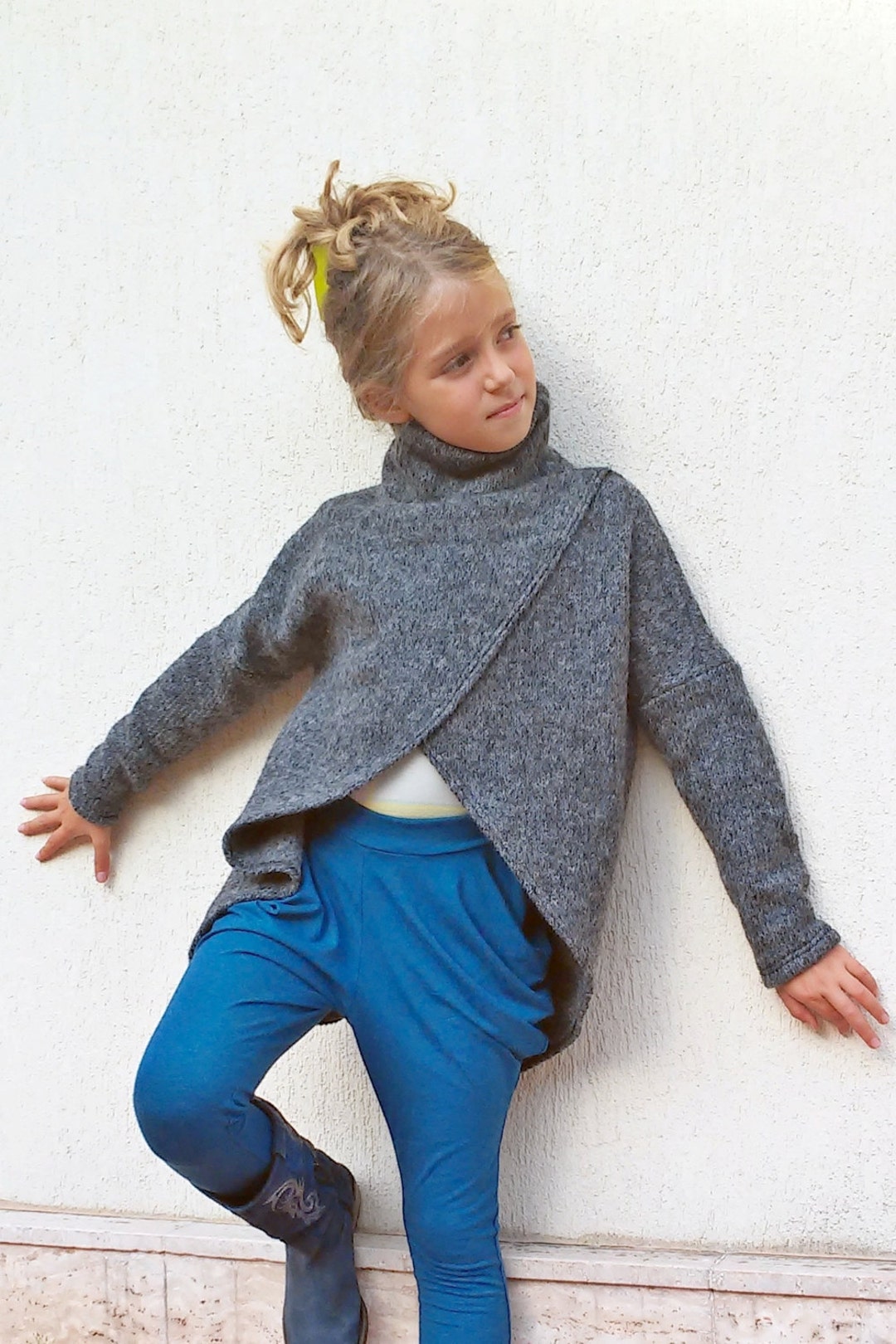 Girl Wool Sweater Cardigan/ Chunky Sweater/ Wool Cape Coat/ Kids Wool ...