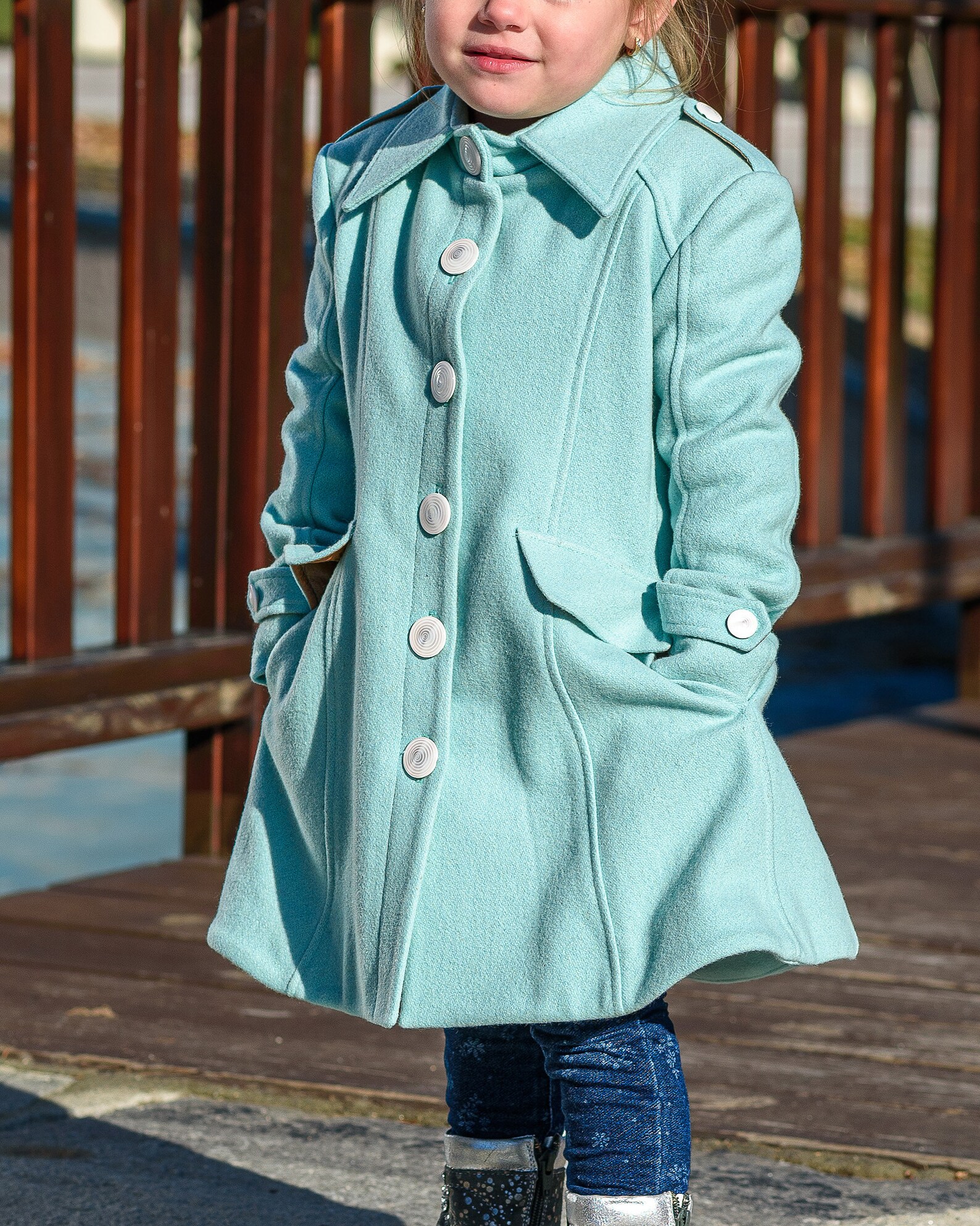 Teal Winter Tench Coat With Pockets Warm Long Wool Coat Girl - Etsy UK