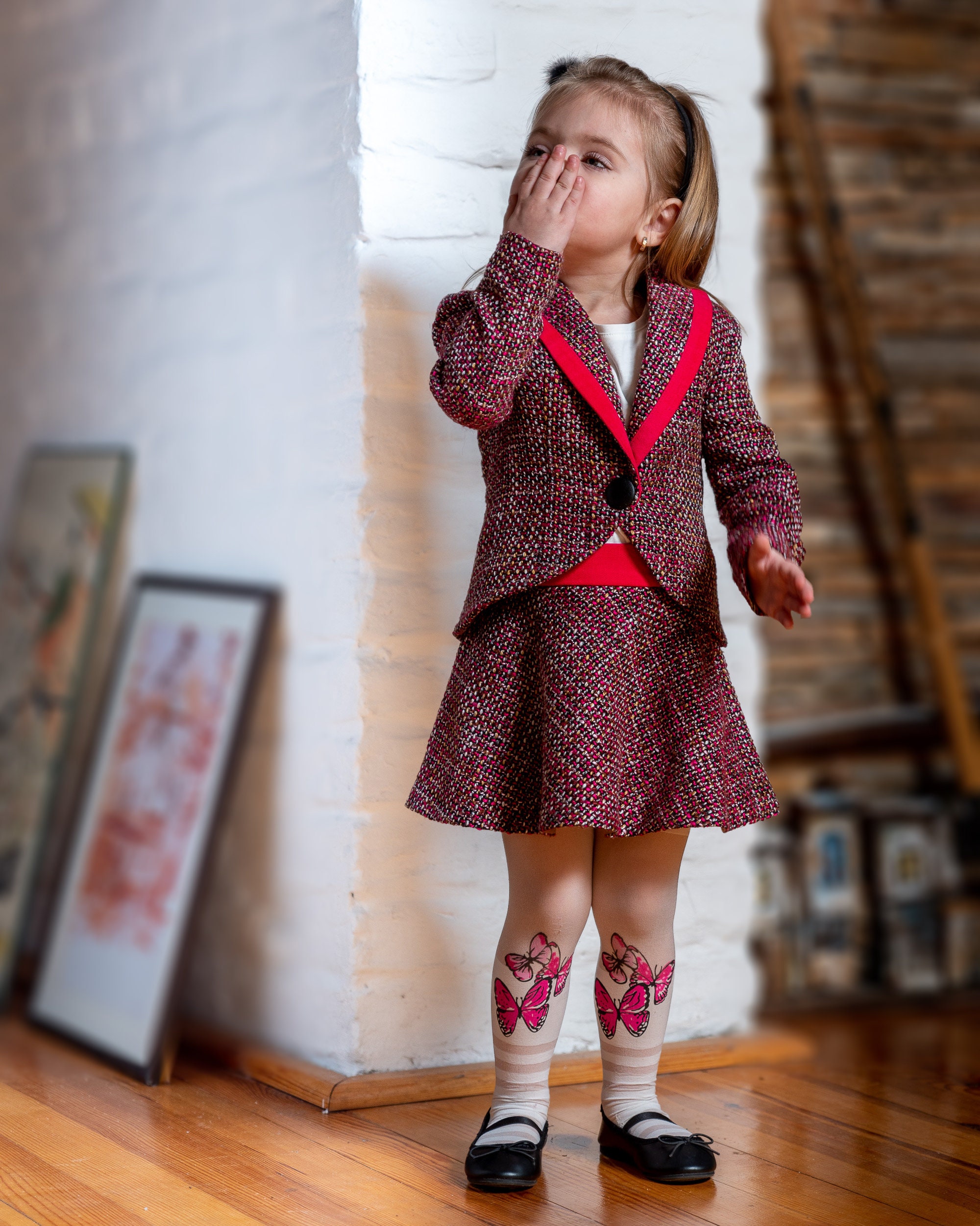 Toddler tuxedo suit girls/ Boucle tux suit formal wear toddler | Etsy