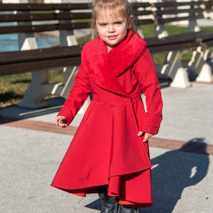 Red Fleece Girls Winter Coat: Long Softshell Toddler Jacket - Etsy
