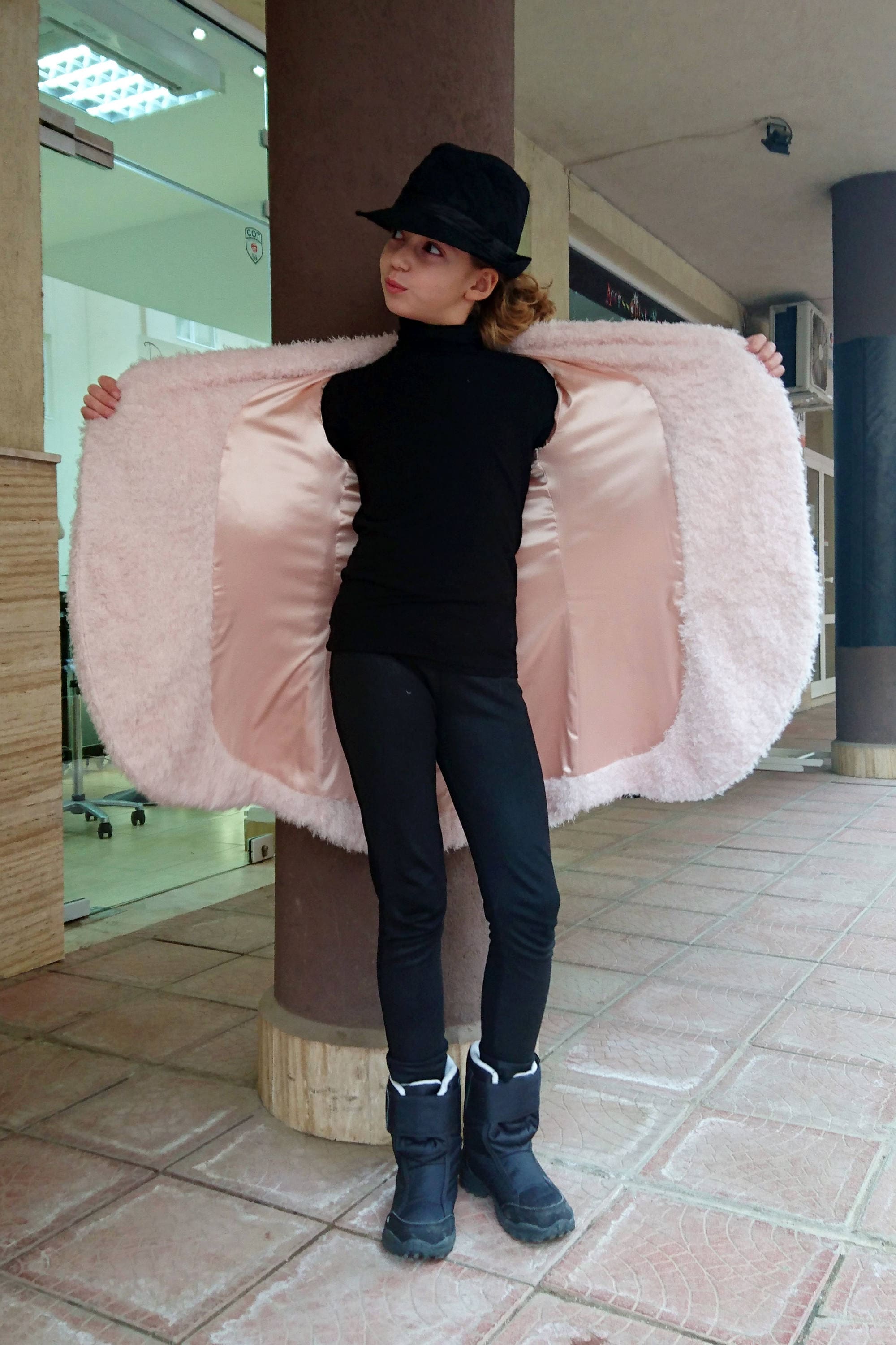 Girls shawl collar fuzzy coat/Formal toddler coat/High collar | Etsy