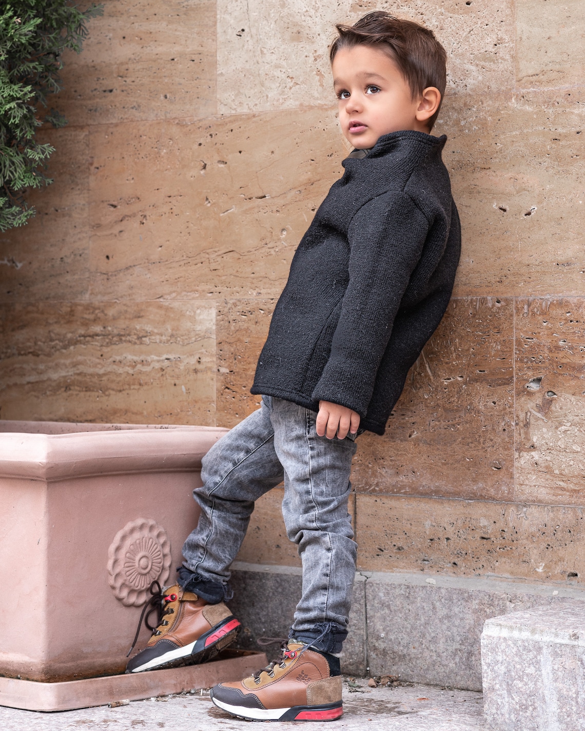 Wool turtleneck sweater boys/ Designer warm high neck sweater/ | Etsy