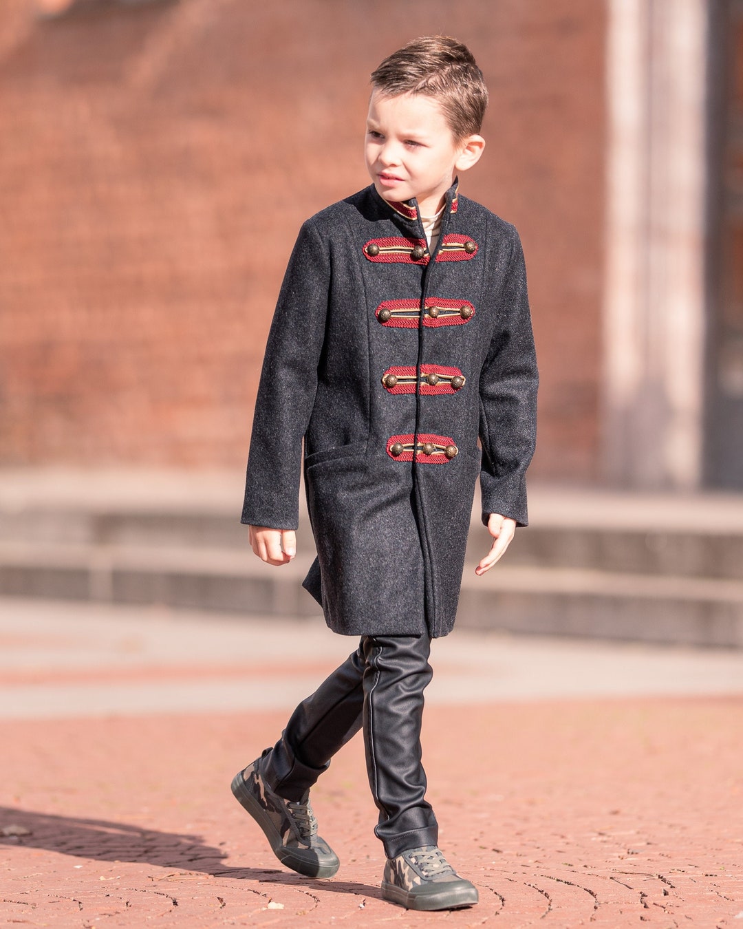 Boys Vintage Military Style Wool Coat: Charcoal Winter Fashion - Etsy