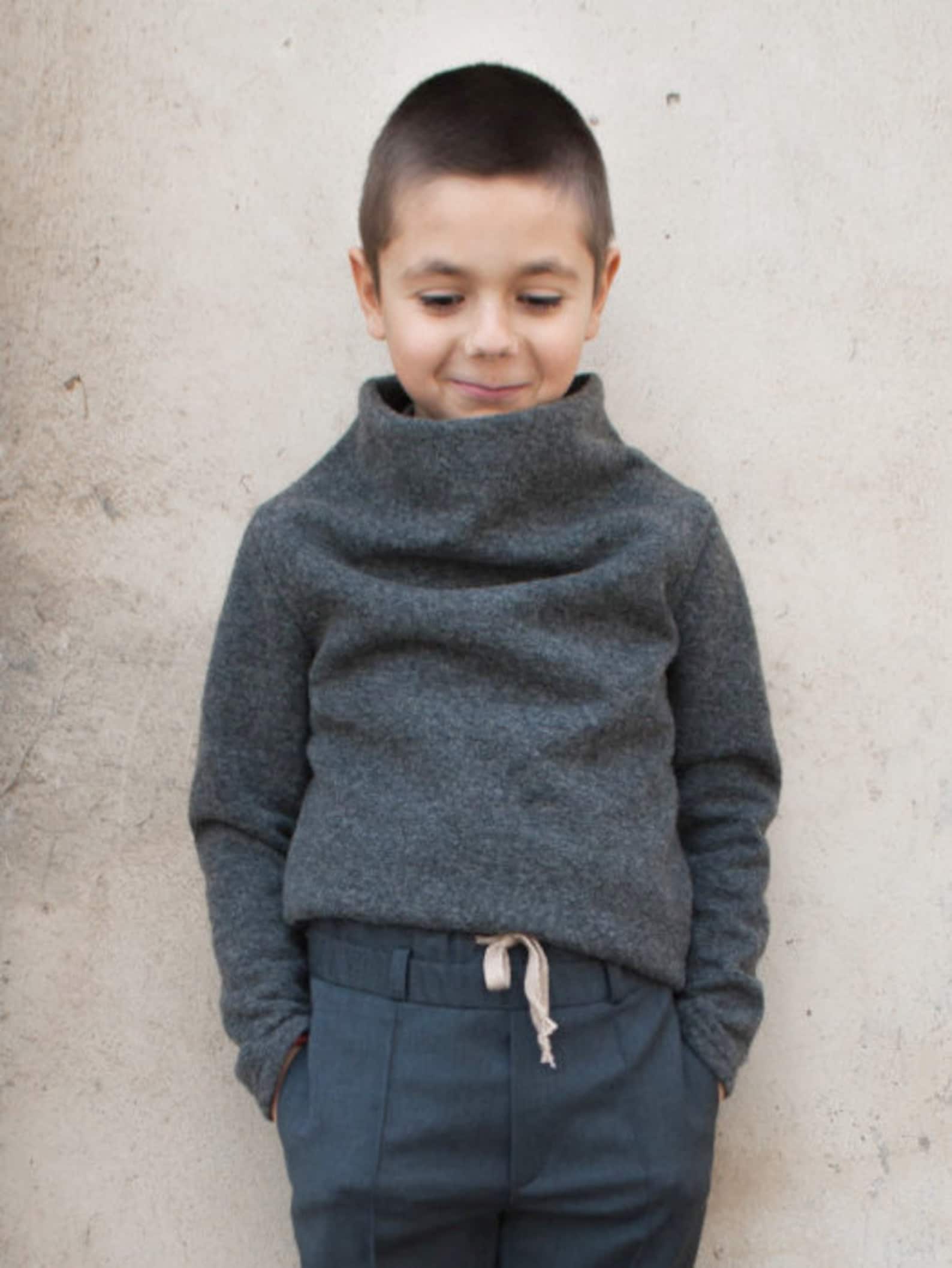 Boys Wool Turtleneck Sweater/grey Pullover/winter Sweater/kids - Etsy