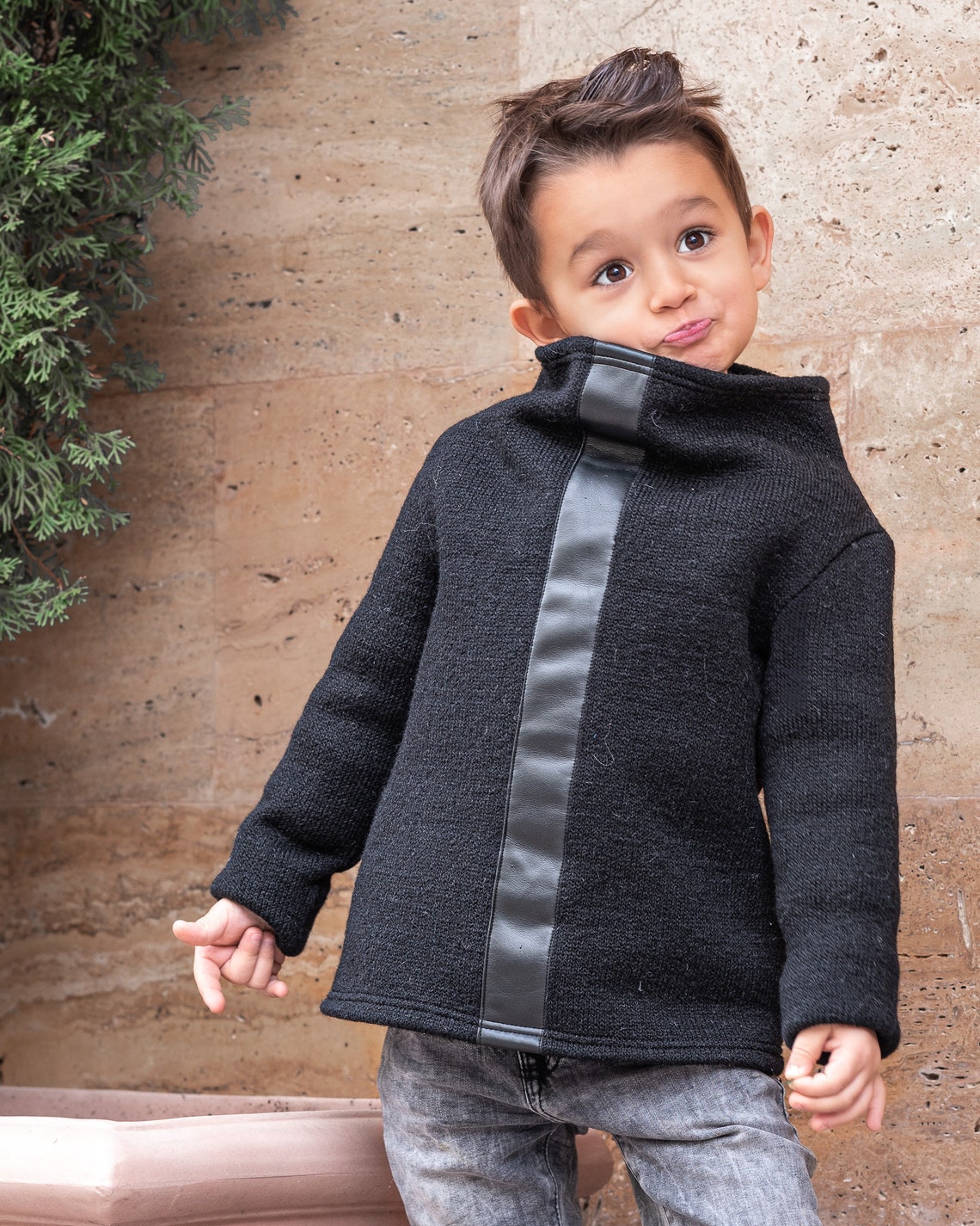 Wool turtleneck sweater boys/ Designer warm high neck sweater/ | Etsy