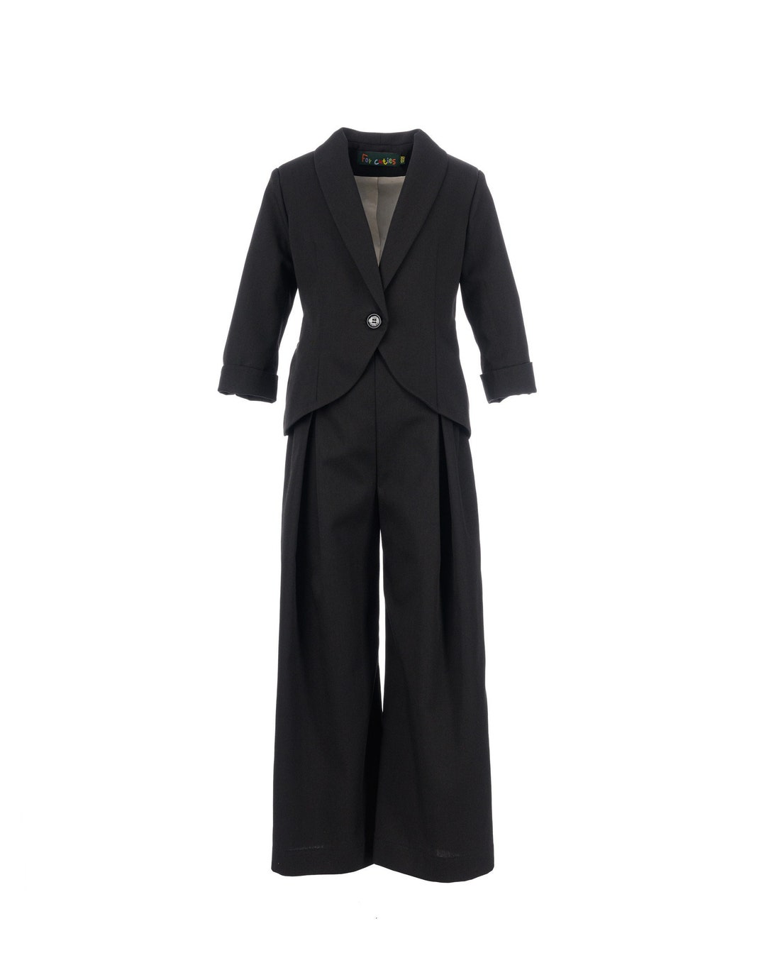 2 Piece Black Cotton Suit for Girls/ Tailored Toddler Suit Formal Dress ...