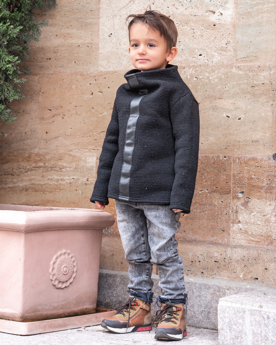 Wool Turtleneck Sweater Boys/ Designer Warm High Neck Sweater/ Black ...