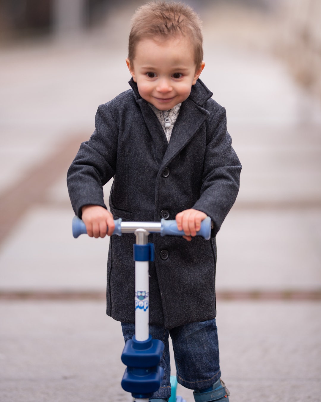 Baby Wool Charcoal Long Coat, Baby Winter Coat, Infant Coat, Baby ...