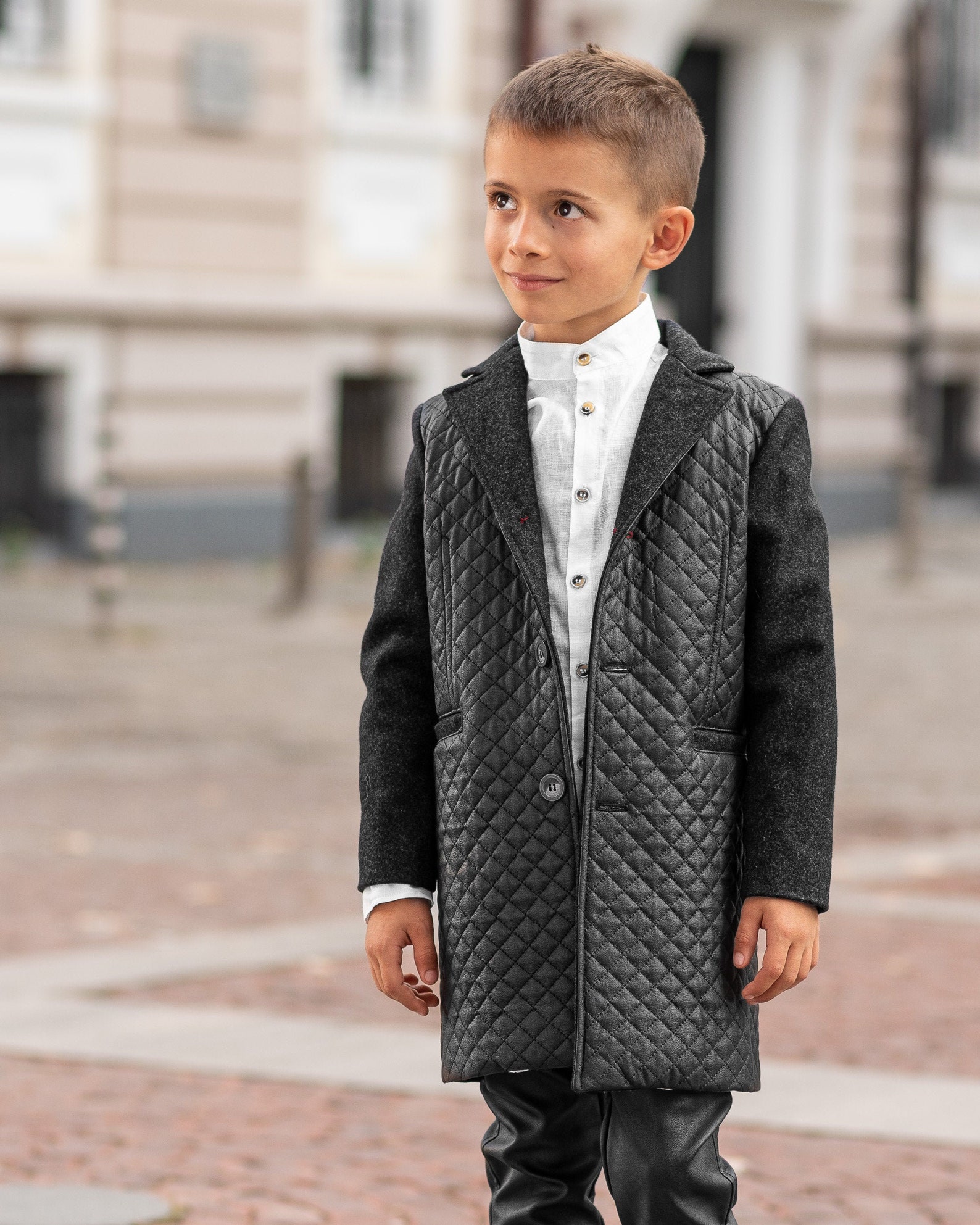 Black Wool Coat Child / Leather Coat Kids Long Down Toddler - Etsy