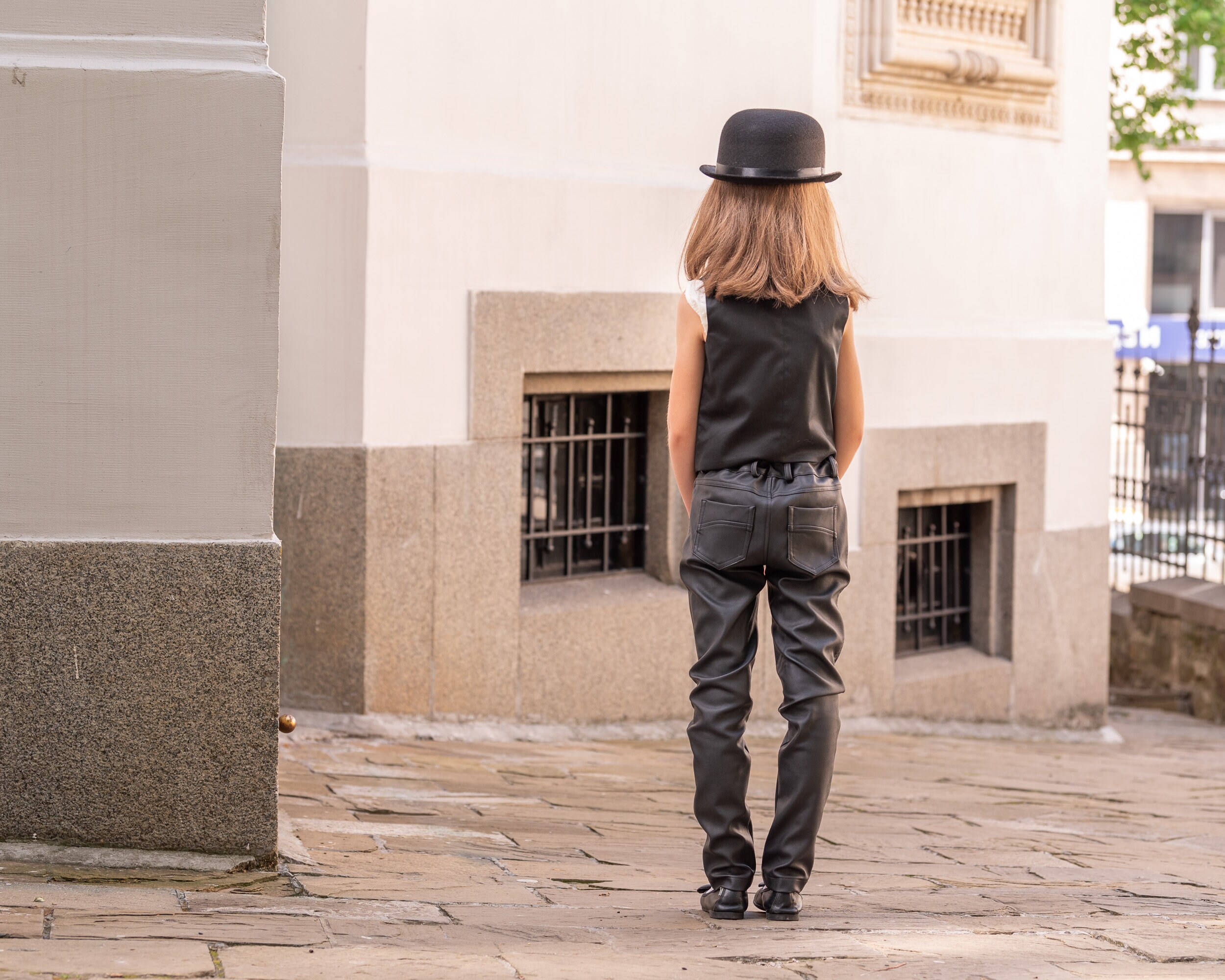 Black Formal Set for Girls/ 2 Piece Faux Leather Pants and | Etsy