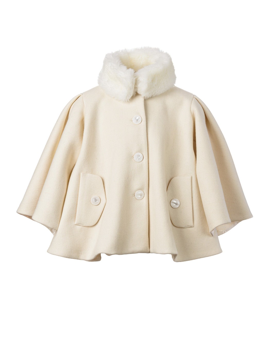 White Wool Communion Cape Coat Girls/ Kids Wedding Cape/ Toddler Girl ...