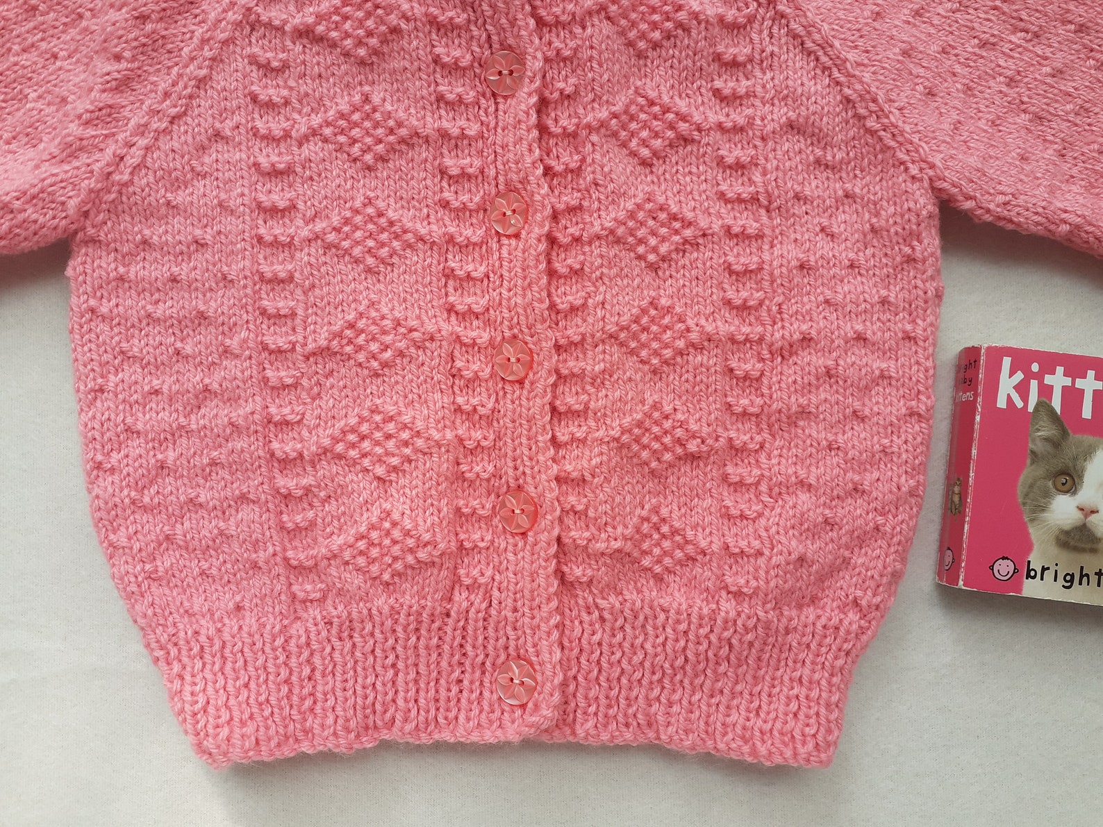 Girl's Pink Cardigan, Pink Handknitted Girl's Sweater, Toddler's Pink ...