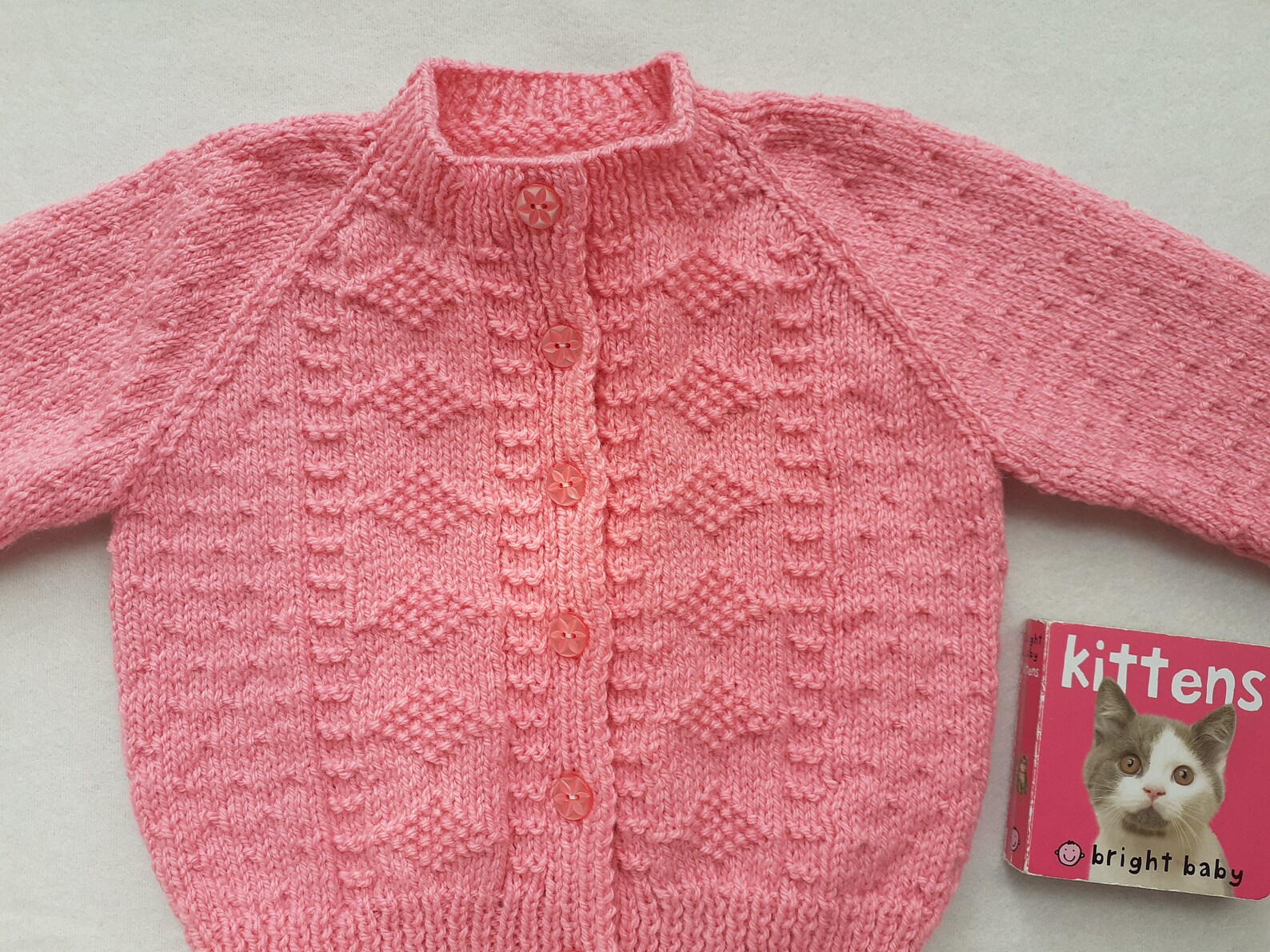 Girl's Pink Cardigan, Pink Handknitted Girl's Sweater, Toddler's Pink ...