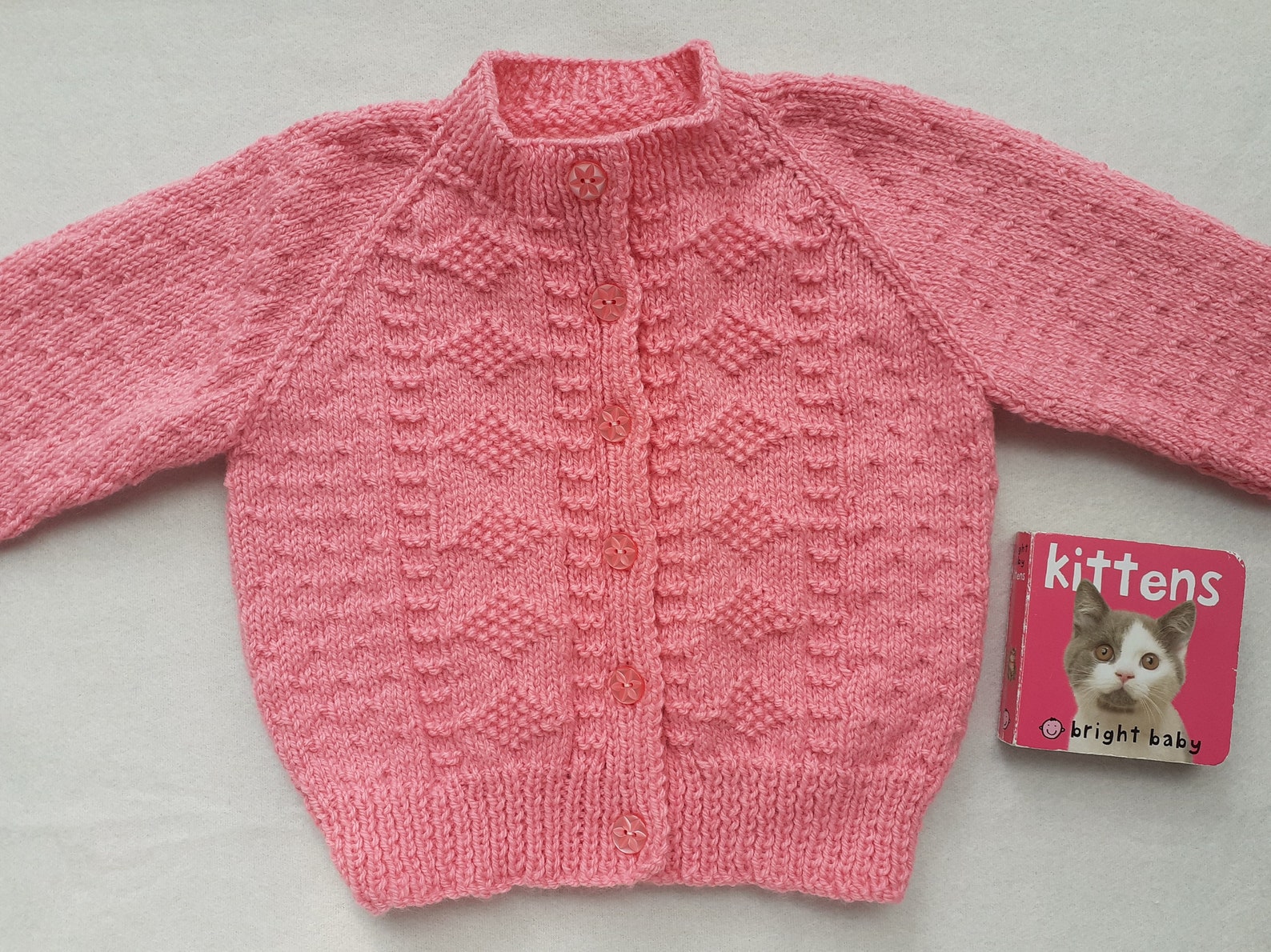 Girl's Pink Cardigan, Pink Handknitted Girl's Sweater, Toddler's Pink ...