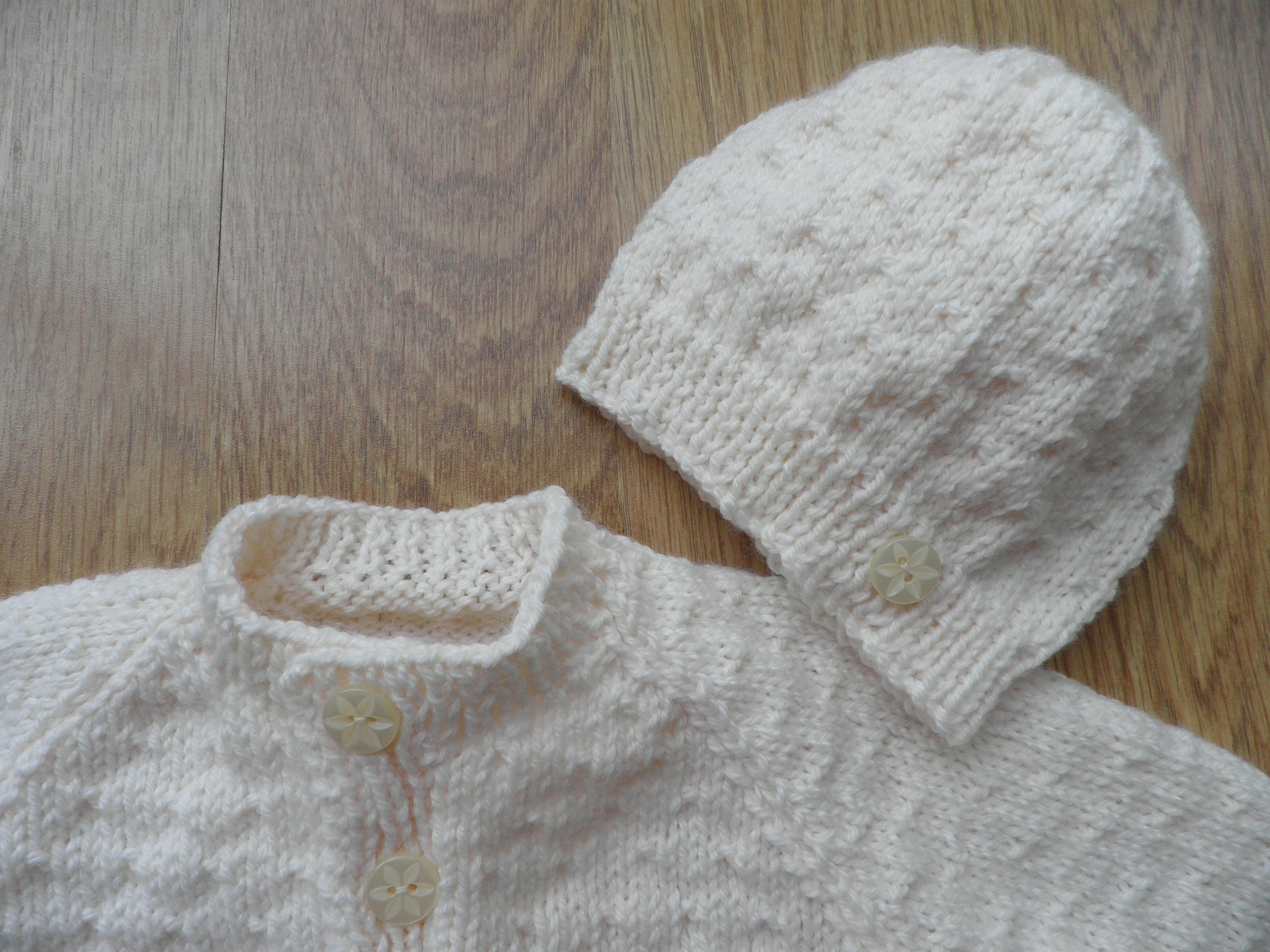Cream Baby Sweater Set, Unisex Baby Jumper, Handknitted Cardigan and ...